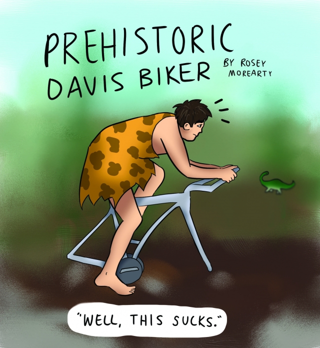 Cartoon: Prehistoric Davis Biker - The Aggie